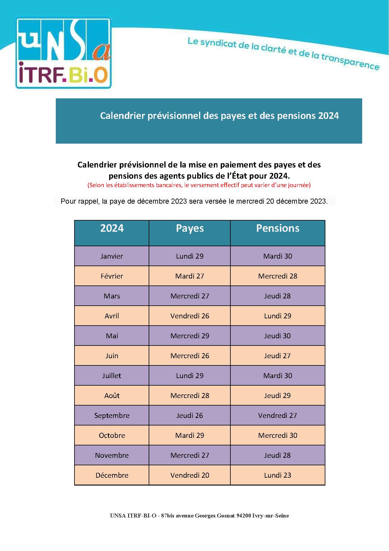 Calendrier-payes-et-pensions-2024 – UNSA-ITRF-BI-O – Le Syndicat de la ... Calendrier-payes-et-pensions-2024 – UNSA-ITRF-BI-O – Le Syndicat de la ...